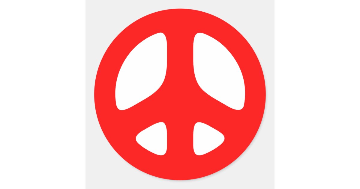 Large Red Peace Sign Classic Round Sticker | Zazzle