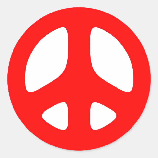 Large Red Peace Sign Classic Round Sticker | Zazzle