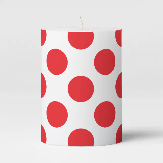 Large Red Polka Dots Pillar Candle | Zazzle