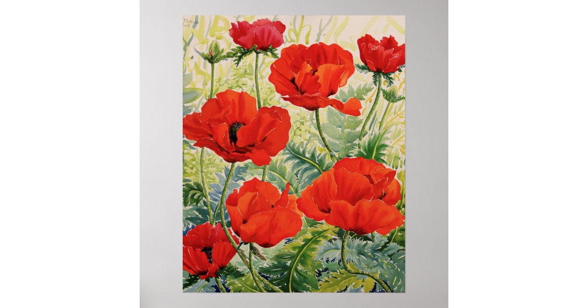 Large Red Poppies Poster | Zazzle
