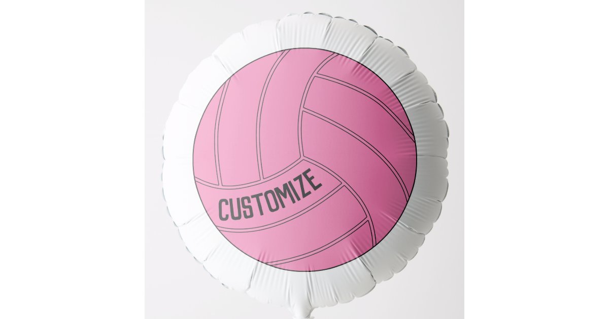 Large Round Pink Volleyball Custom Text Balloon | Zazzle