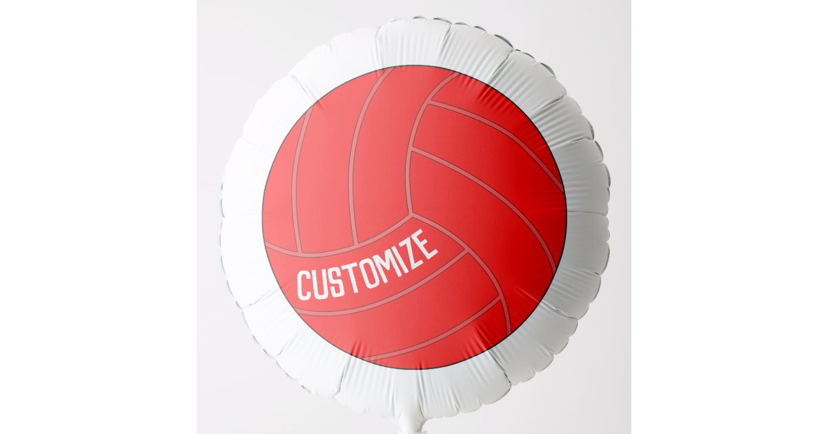 Large Round Red Volleyball Custom Text Balloon | Zazzle