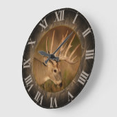 Large Round White Tail Buck Clock | Zazzle