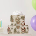 Large Santa Retro Gold Wrapping Paper | Zazzle