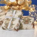 Large Santa Retro Gold Wrapping Paper | Zazzle