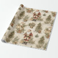 Large Santa Retro Gold Wrapping Paper | Zazzle