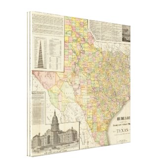 Large Scale County and Railroad Map Of Texas Canvas Print | Zazzle