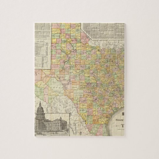 Large Scale County and Railroad Map Of Texas Jigsaw Puzzle | Zazzle.com