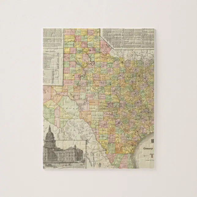 Large Scale County and Railroad Map Of Texas Jigsaw Puzzle | Zazzle