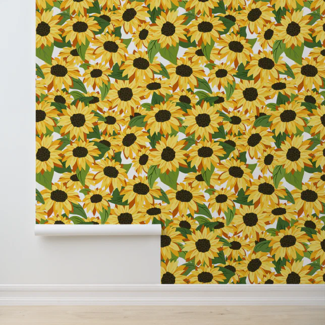 Large Scale Yellow Sunflower Pattern Wallpaper | Zazzle