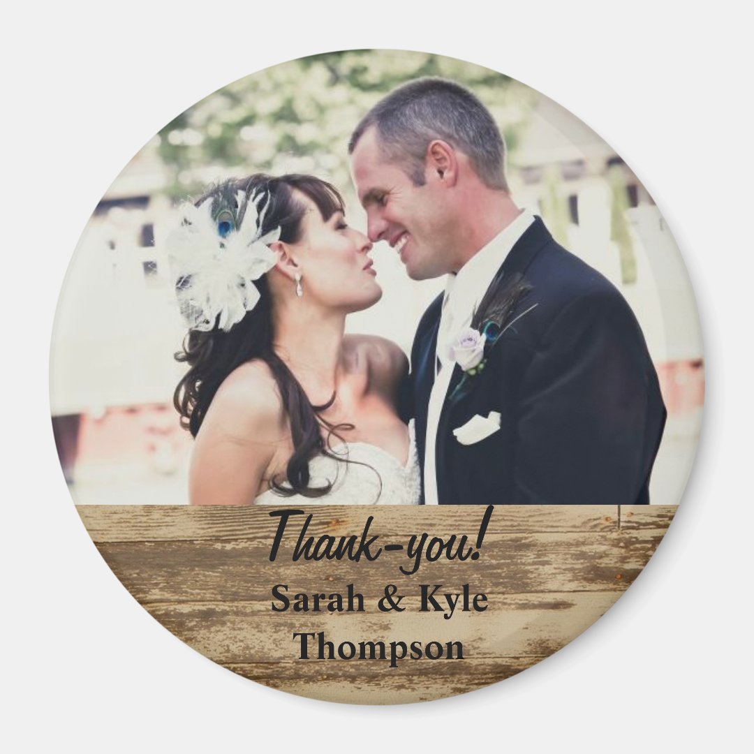 Large Size Rustic Wedding Photo Thank you Magnet | Zazzle