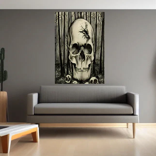 Large skull in the forest | AI Art Poster | Zazzle