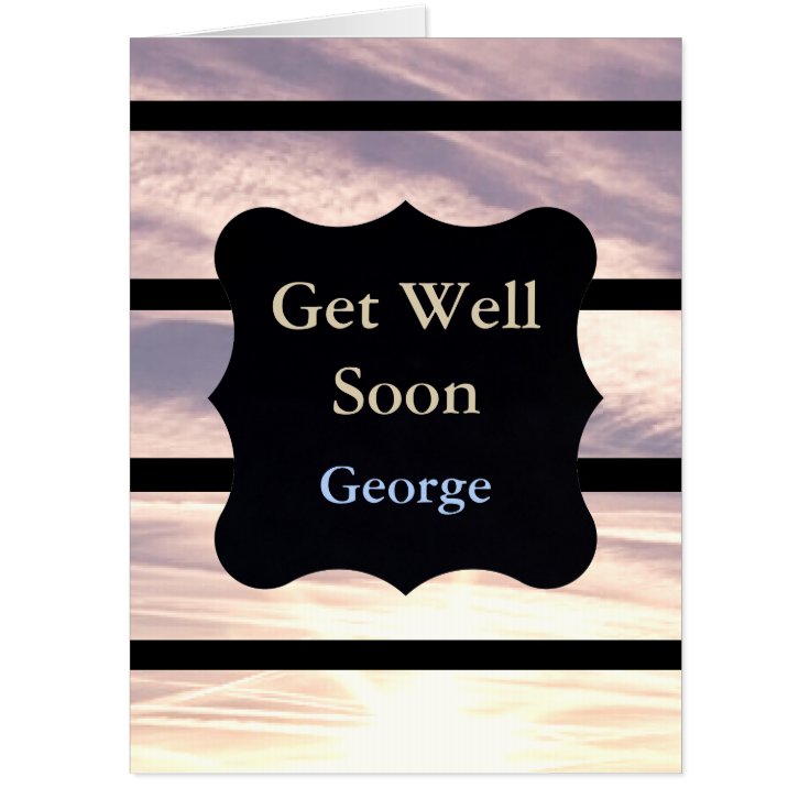 Large skyscene personalised Get Well Soon Greeting Card | Zazzle