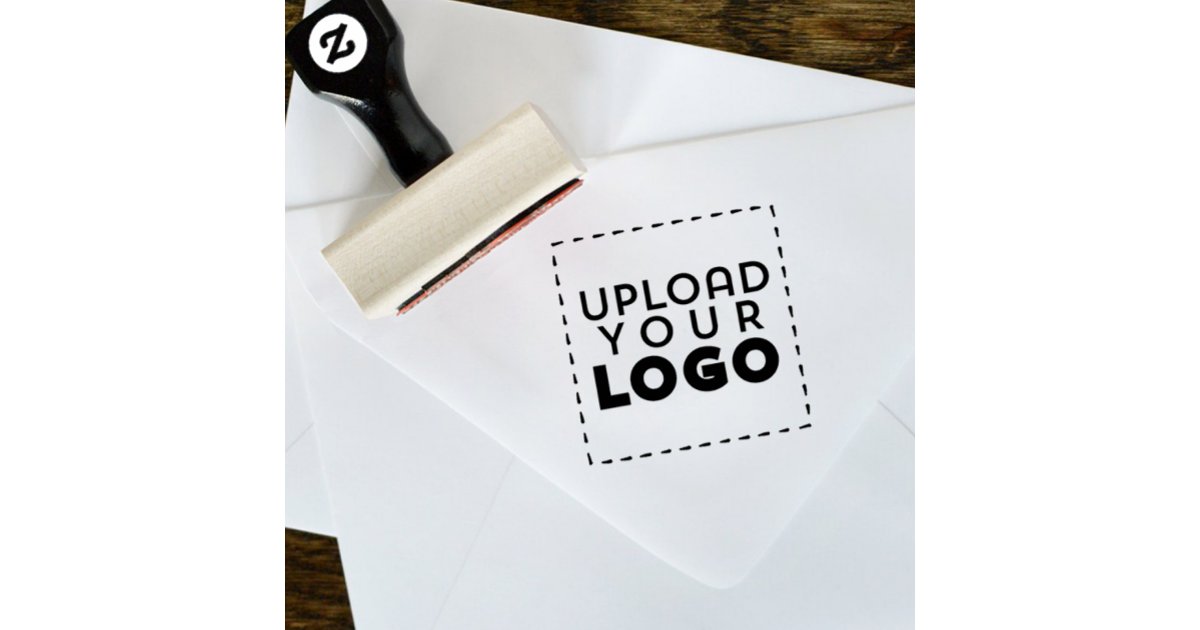 Large Square Business Logo Custom Rubber Stamp | Zazzle