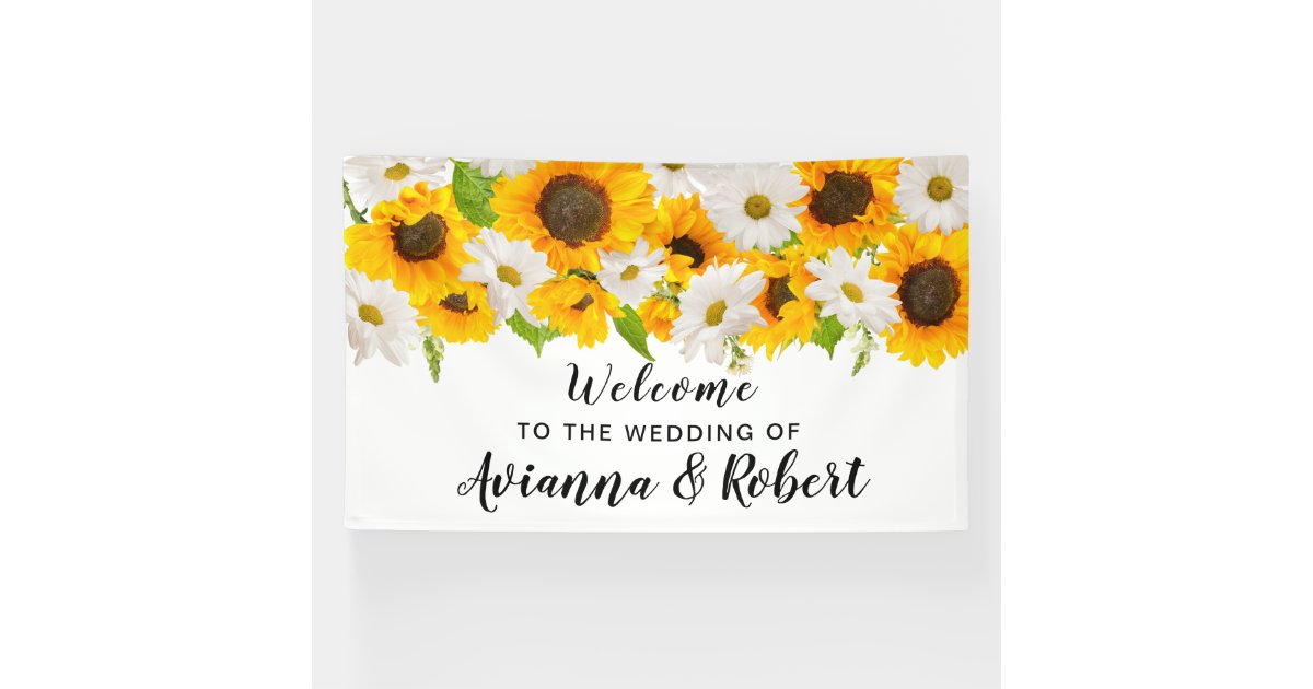 Large Sunflower Daisy Floral Wedding Welcome Banner | Zazzle