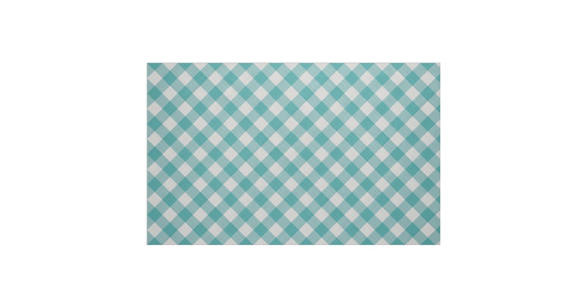 Large Teal Gingham Checks Pattern Geometric Fabric | Zazzle