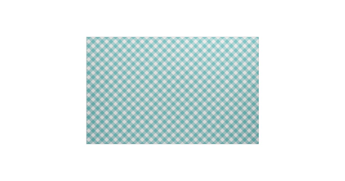 Large Teal Gingham Checks Pattern Geometric Fabric | Zazzle