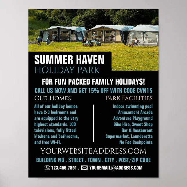 Large Tents, Holiday Park Advertising Poster | Zazzle
