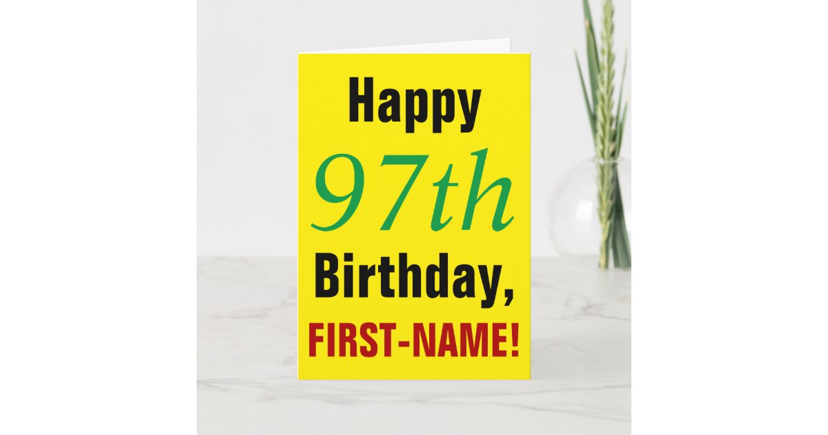 Large Text, Bold, 97th Birthday Greeting Card | Zazzle.com