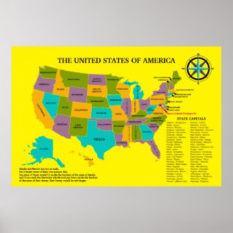 Large United States Wall Map Teaching Aid Poster | Zazzle
