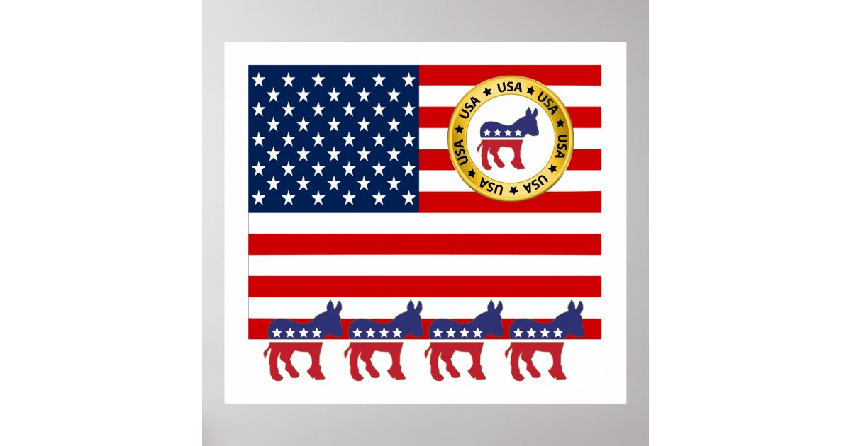 Large USA FLAG Democrat Poster | Zazzle