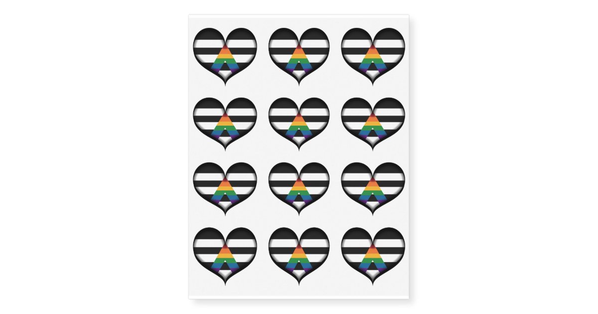 Large Vector Heart in LGBT Ally Pride Flag Colors Temporary Tattoos ...