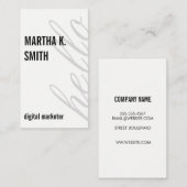 Large Vertical Cursive Text / White Business Card | Zazzle