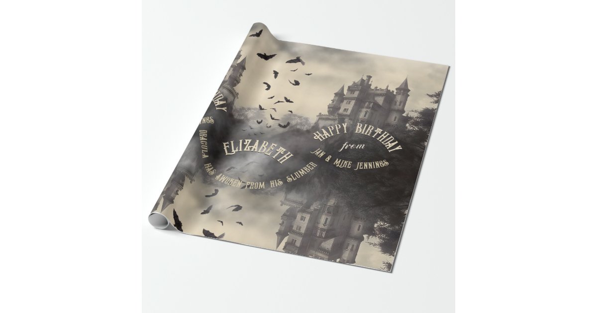 Large Victorian Gothic Vintage Dracula's Castle Wrapping Paper | Zazzle