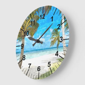 Large Vintage Beach Theme Wall Clock | Zazzle