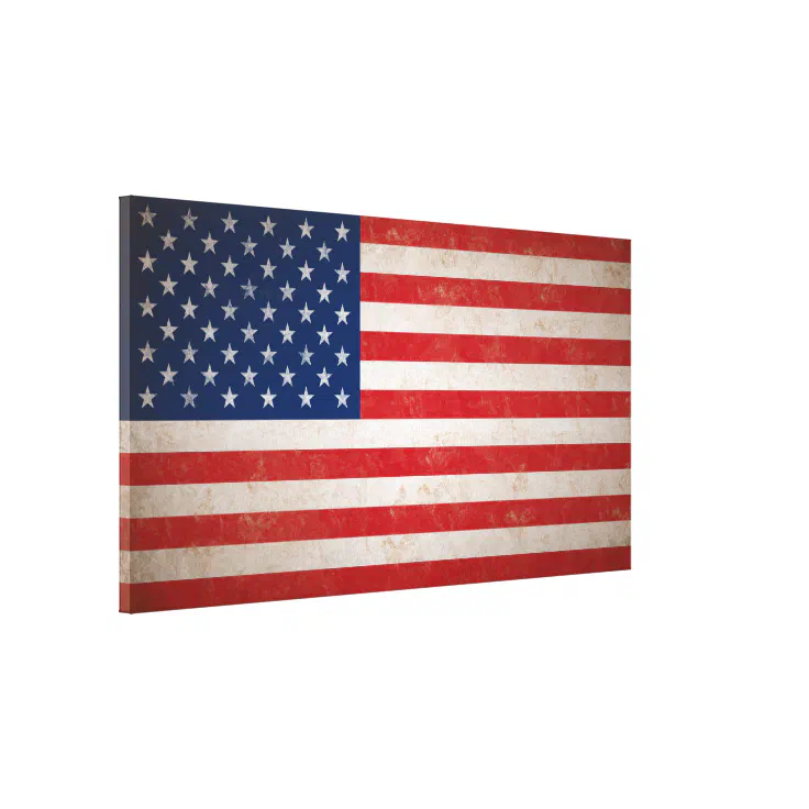 Large Vintage Grunge Style American Flag Canvas | Zazzle