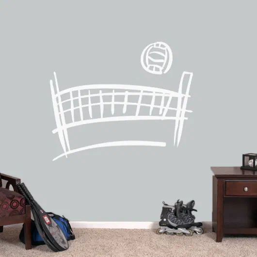 Large Volleyball And Net Wall Decal | Zazzle