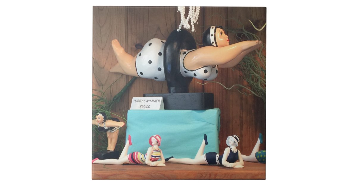 Large White Ceramic Tile! Unique Ceramic Swimmers! Ceramic Tile | Zazzle