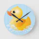 Large Yellow Duck Round Clock | Zazzle