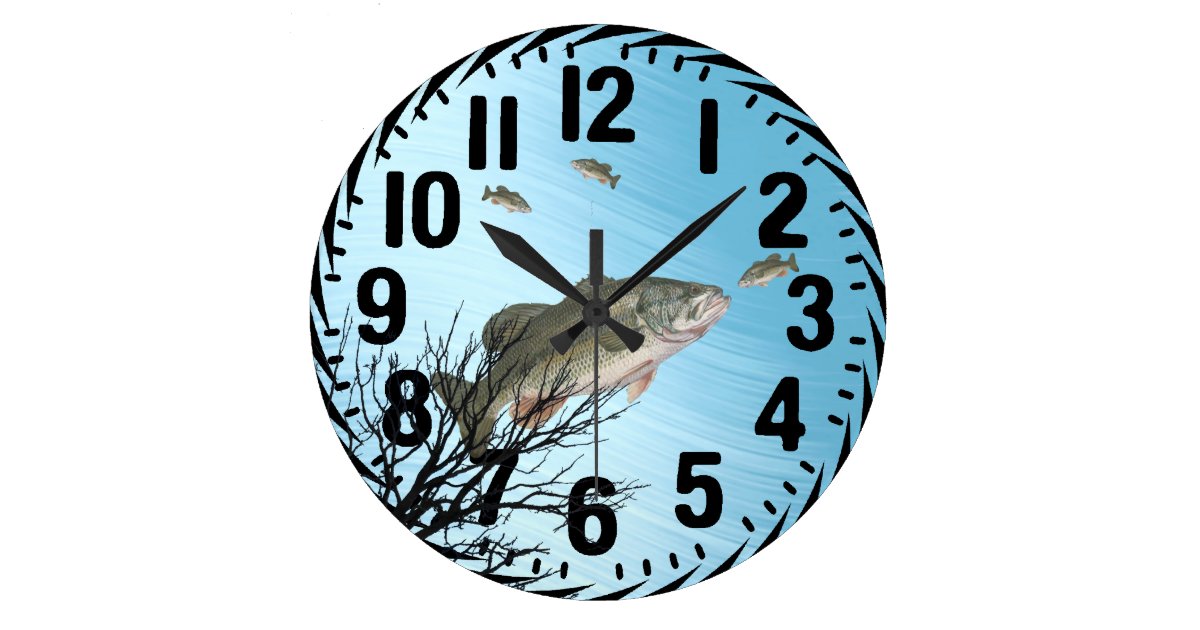 LARGEMOUTH BASS -CLOCK LARGE CLOCK | Zazzle