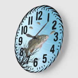 LARGEMOUTH BASS -CLOCK LARGE CLOCK | Zazzle