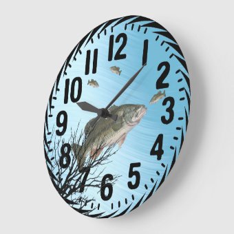 LARGEMOUTH BASS -CLOCK LARGE CLOCK | Zazzle