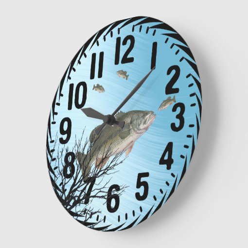 LARGEMOUTH BASS -CLOCK LARGE CLOCK | Zazzle