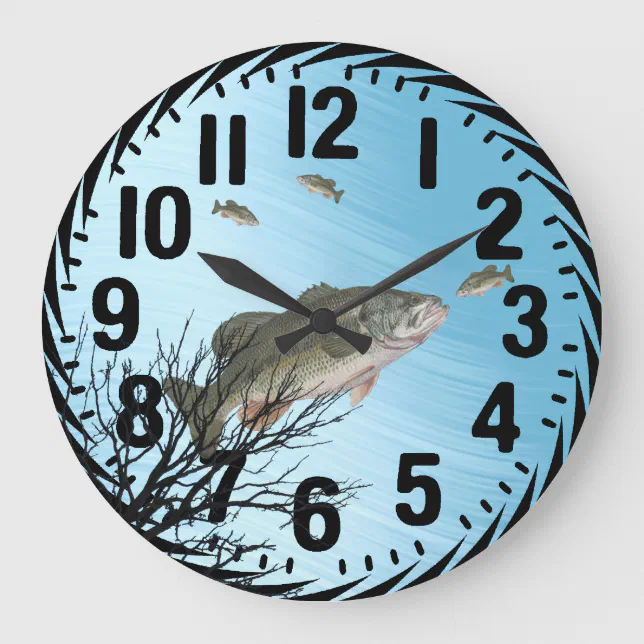 LARGEMOUTH BASS -CLOCK LARGE CLOCK | Zazzle