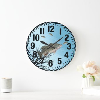 LARGEMOUTH BASS -CLOCK LARGE CLOCK | Zazzle