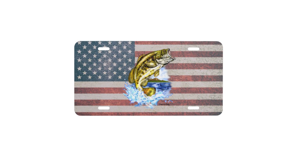 Largemouth Bass Flag License Plate | Zazzle
