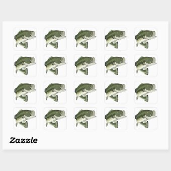 LARGEMOUTH BASS SQUARE STICKER | Zazzle