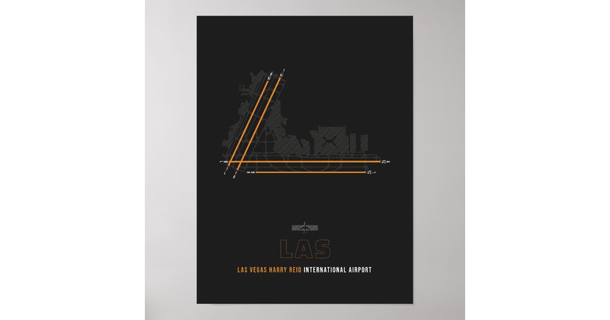 LAS - Las Vegas Harry Reid Airport Runway Diagram Poster | Zazzle