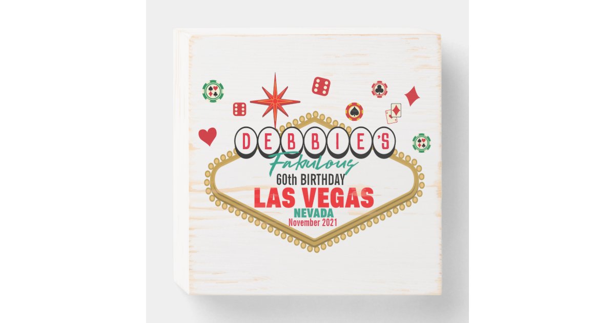 Las Vegas Birthday Party Customizable Wooden Box Sign | Zazzle