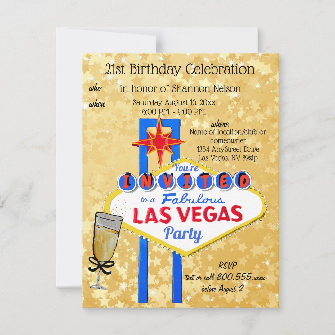 Las Vegas Birthday Party Invitation | Zazzle