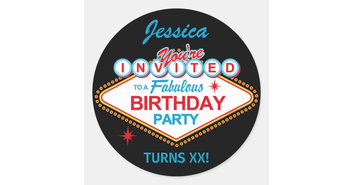 Las Vegas Birthday Party Stickers | Zazzle