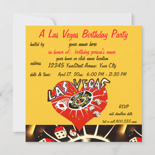 Las Vegas Casino Theme Birthday Party Invitation | Zazzle
