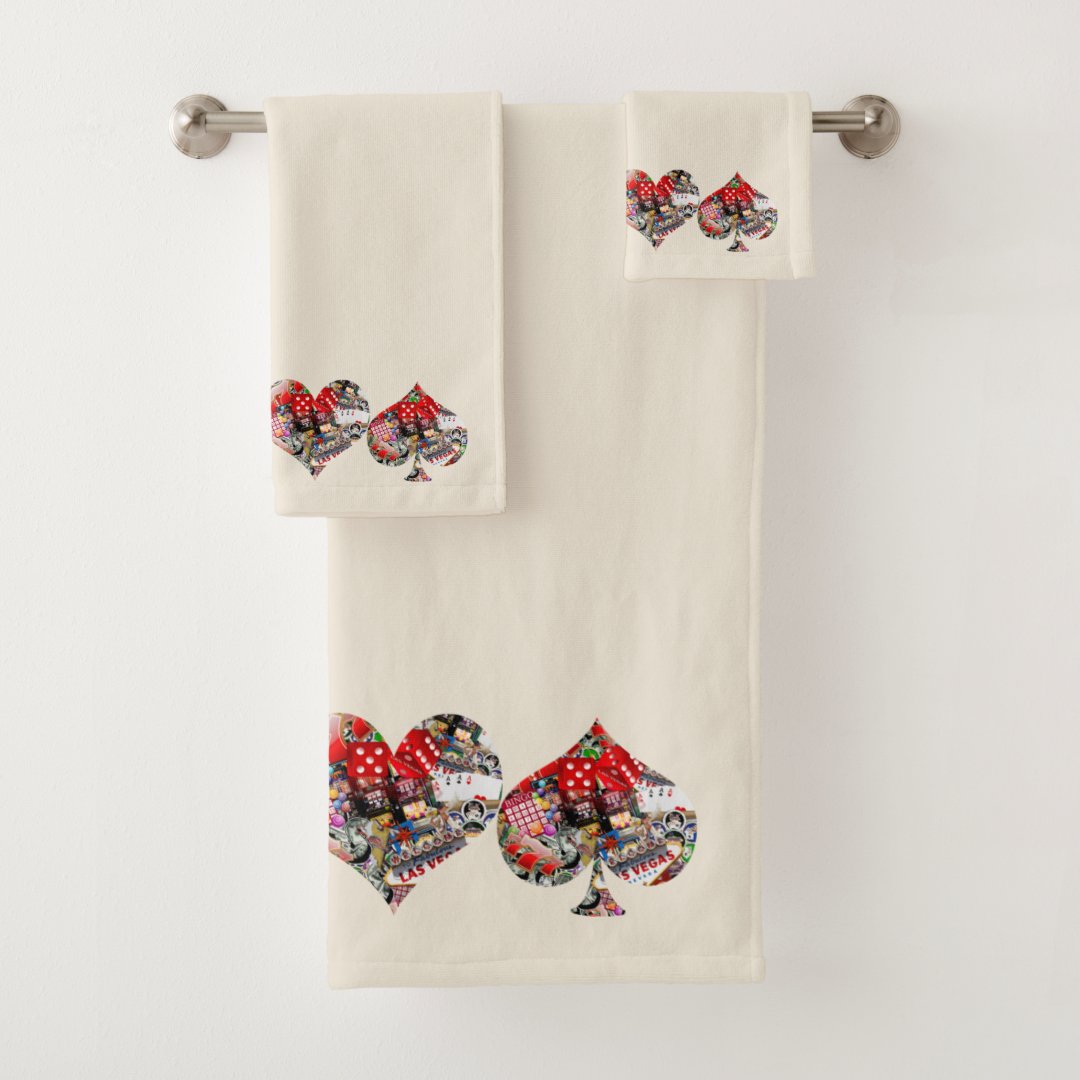 Las Vegas Icons Playing Card Shapes Bath Towel Set | Zazzle