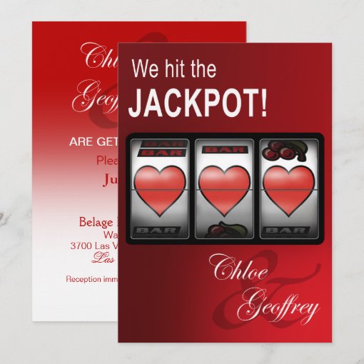 Las Vegas Jackpot Heart Slots Wedding Invitation | Zazzle