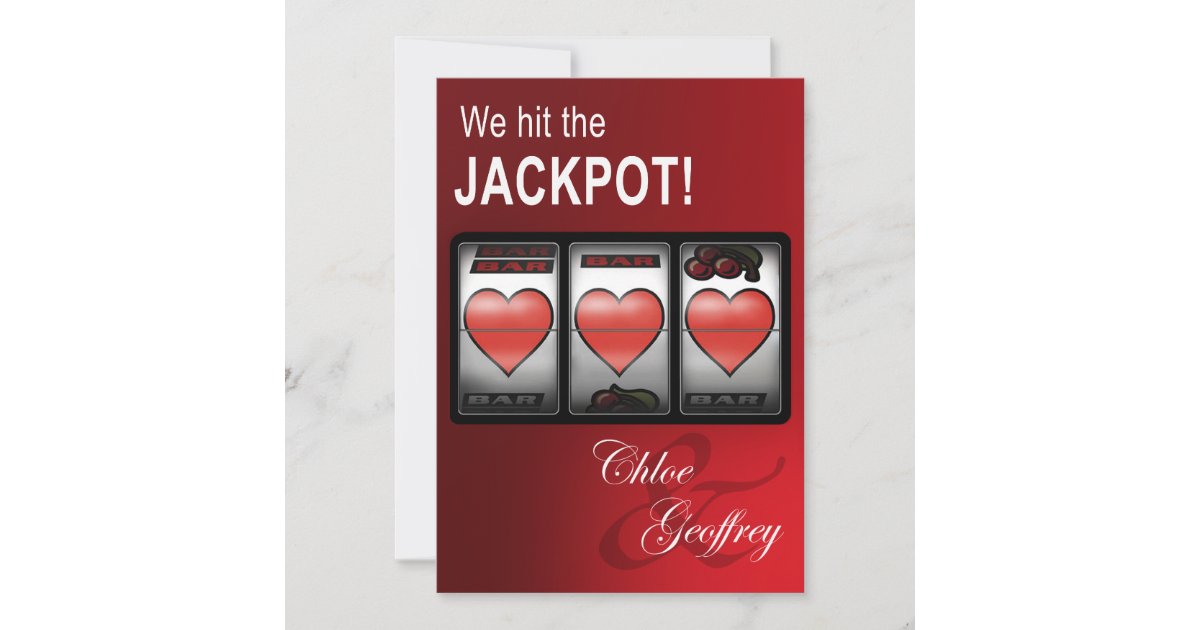 Las Vegas Jackpot Heart Slots Wedding Invitation | Zazzle