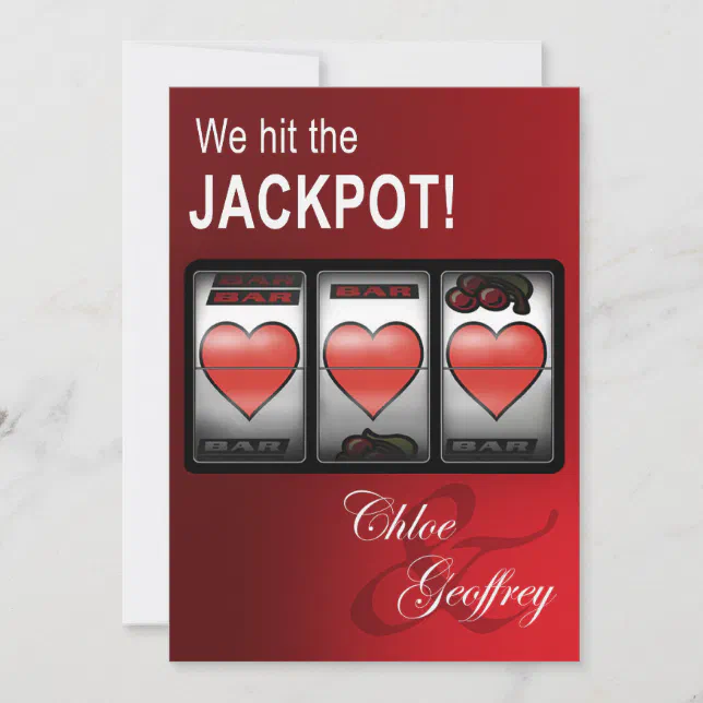 Las Vegas Jackpot Heart Slots Wedding Invitation | Zazzle